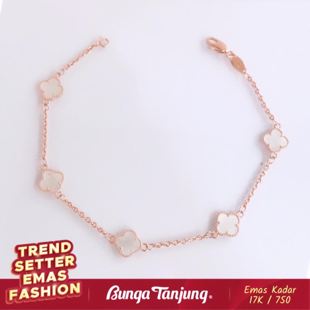 Jual GELANG CLOVER B - EMAS 17K - BUNGA TANJUNG GOLD | Shopee Indonesia