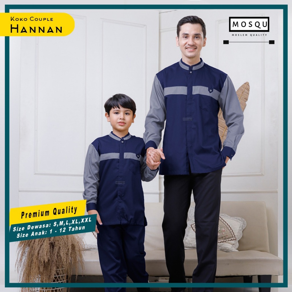 Jual Mosqu Hannan Baju Koko Couple Keren Ayah dan Anak Laki Laki Lengan Panjang Kombinasi Warna ...