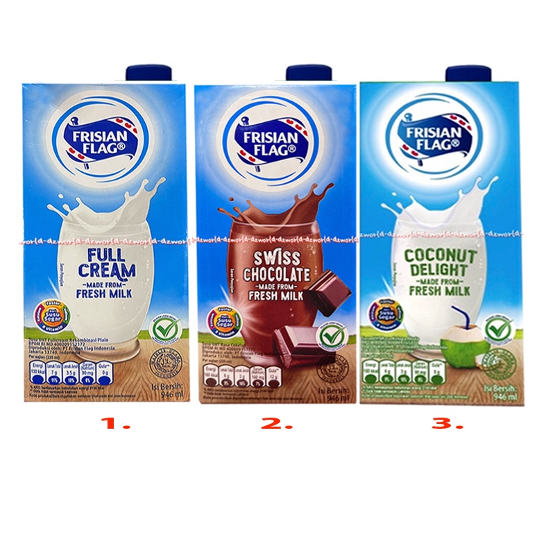 Jual Frisian Flag 946ml Full Cream Swiss Chocolate Coconut Delight Made From Fresh Milk 946 ml ...