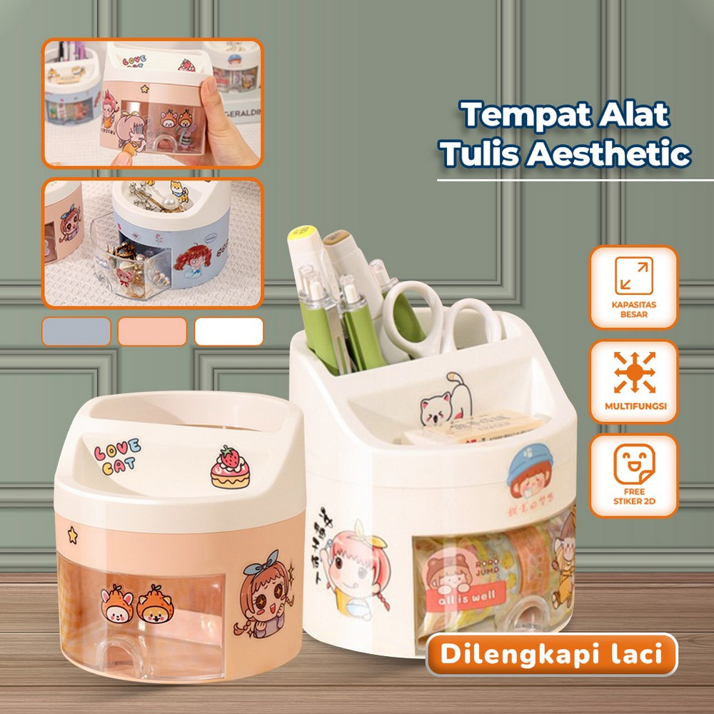Jual Tempat Pena dengan Laci Desk Storage Organizer Tempat Alat Tulis ...