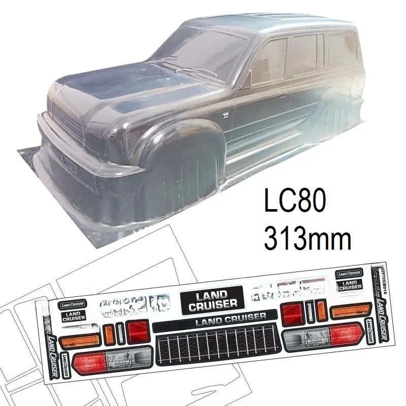 Jual Clear Body Land Cruiser LC80 313mm Rc Car Shell Crawler 1/10 SCX10 ...