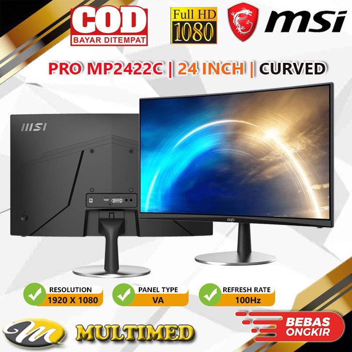 Jual Monitor MSI LED PRO MP2422C - Curved Full HD 24" Inch 100Hz ...