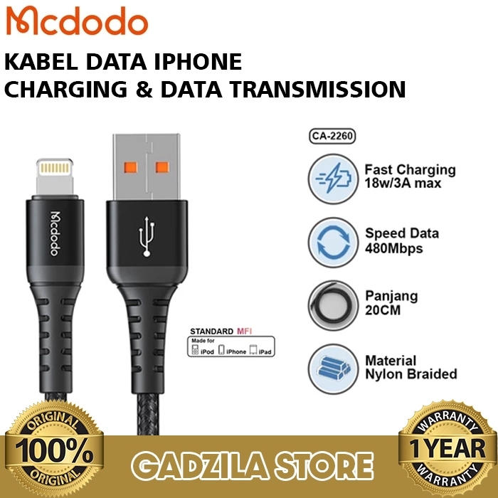 Jual MCDODO Kabel Charger Pendek Powerbank USB To Lightning Untuk Cas ...