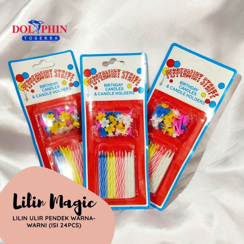 Jual Candle Magic Lilin Ulang Tahun Ulir Warna Warni (Isi 24 Pcs ...