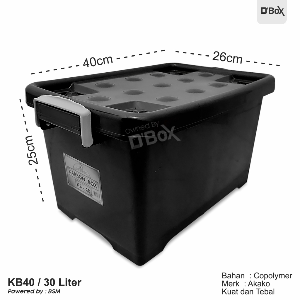 Jual Box Kontainer Murah Kb 40 Liter Kotak Penyimpanan Hitam Serbaguna ...