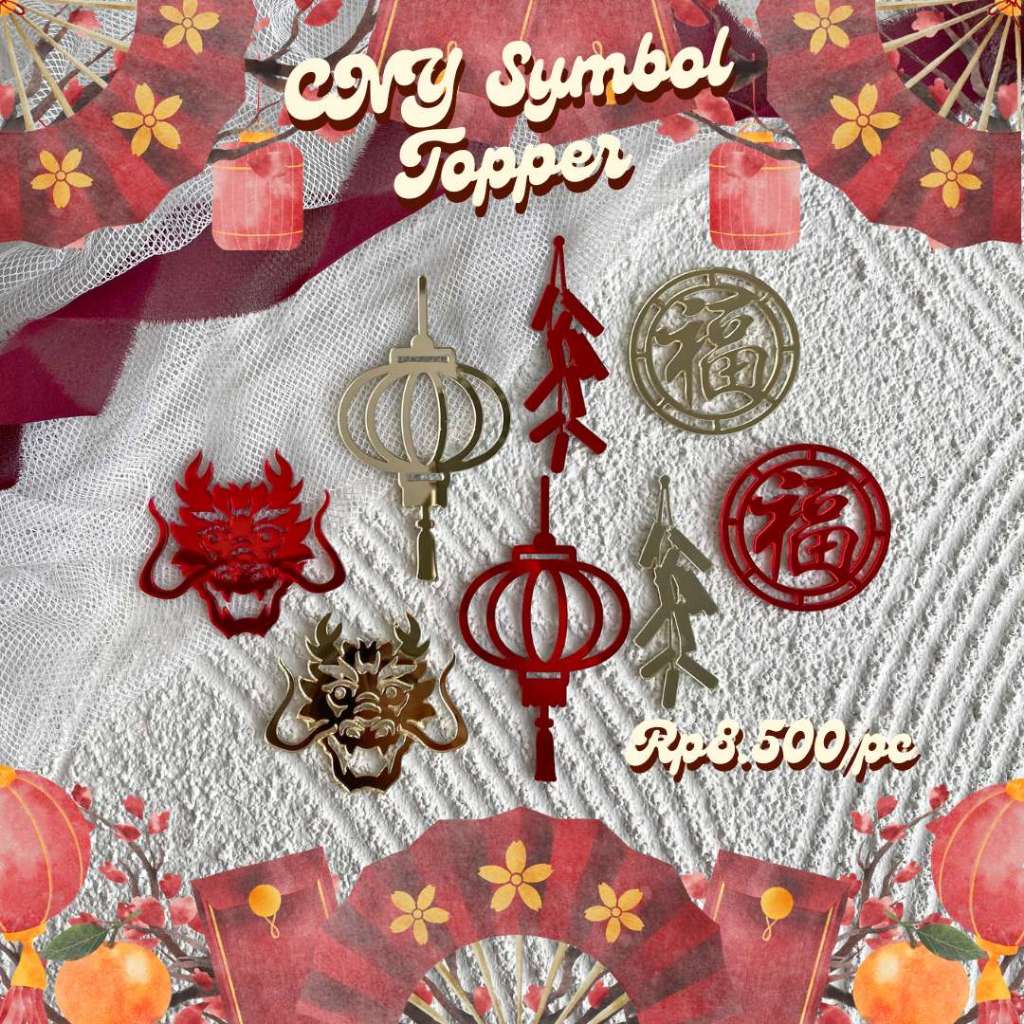 Jual Cake Topper Simbol Imlek Gong Xi CNY Sincia Hiasan Tusukan Kue ...