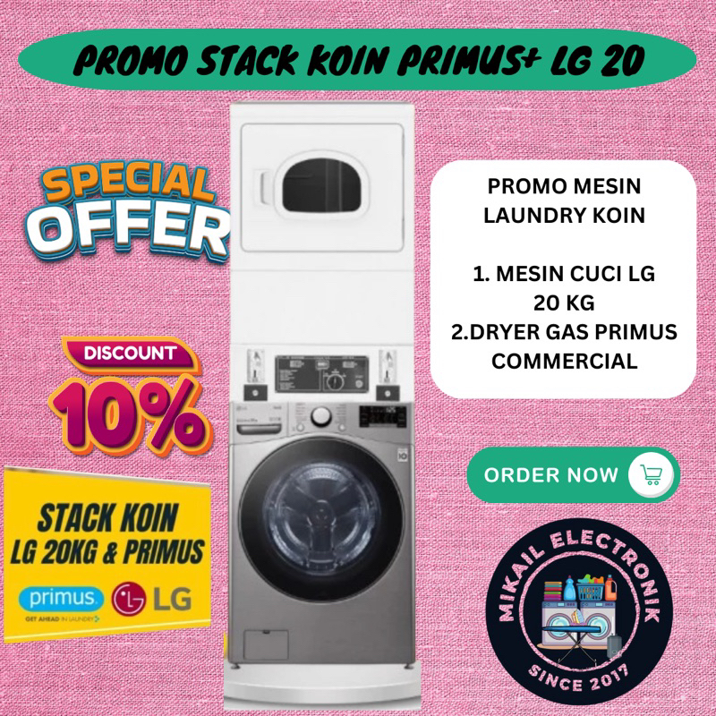 Jual MESIN LAUNDRY KOIN COIN STACK WASHER LG 20KG DRYER PRIMUS ...