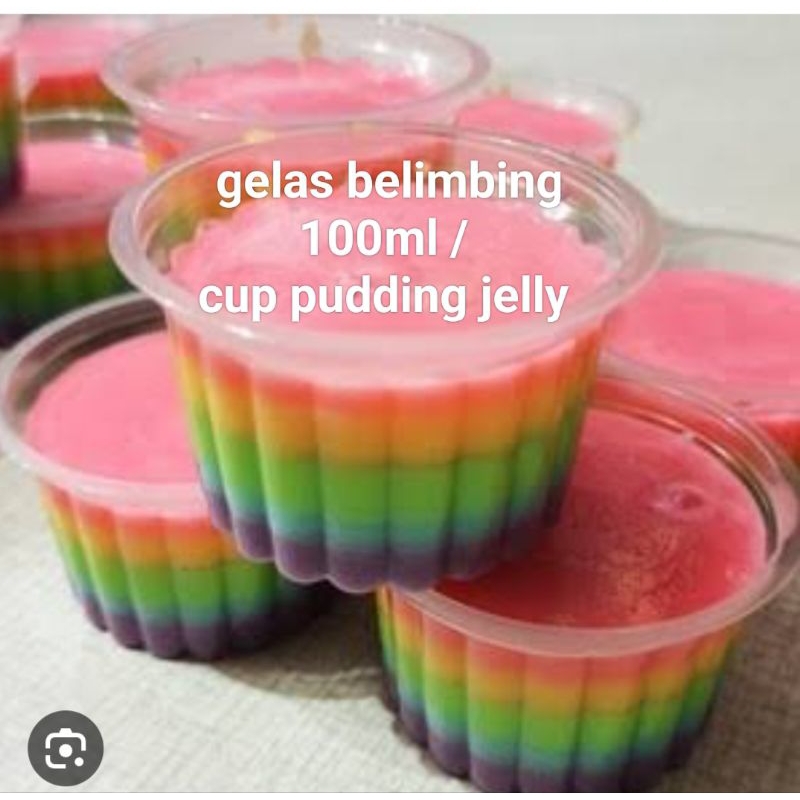 Jual gelas belimbing 100ml cup pudding jelly motif belimbing isi ...