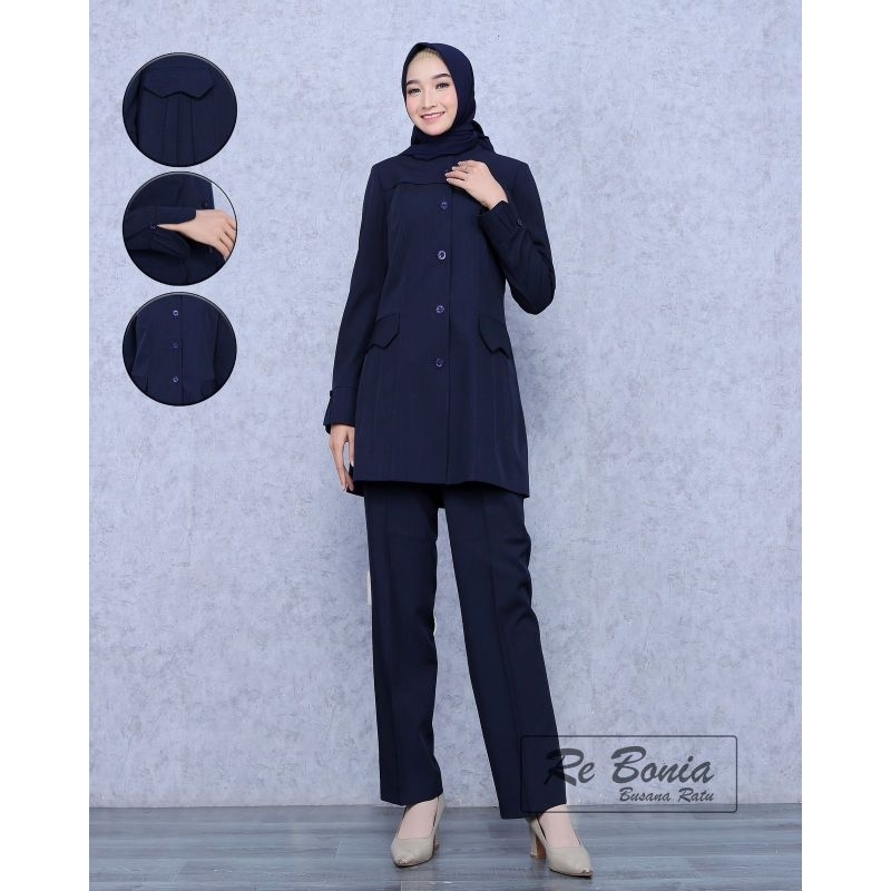 Jual Blezer Re bonia Seragam PDL Dongker Wanita Baju Dinas PDH Biru Navy Seragam Guru Wanita ...