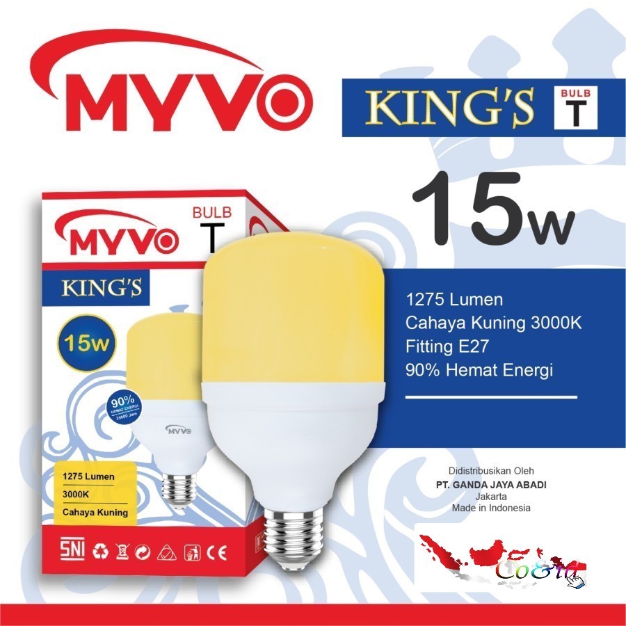 Jual Lampu Led Kuning MYVO 15W T BULB KAPSUL KINGS Garansi Resmi 1 ...