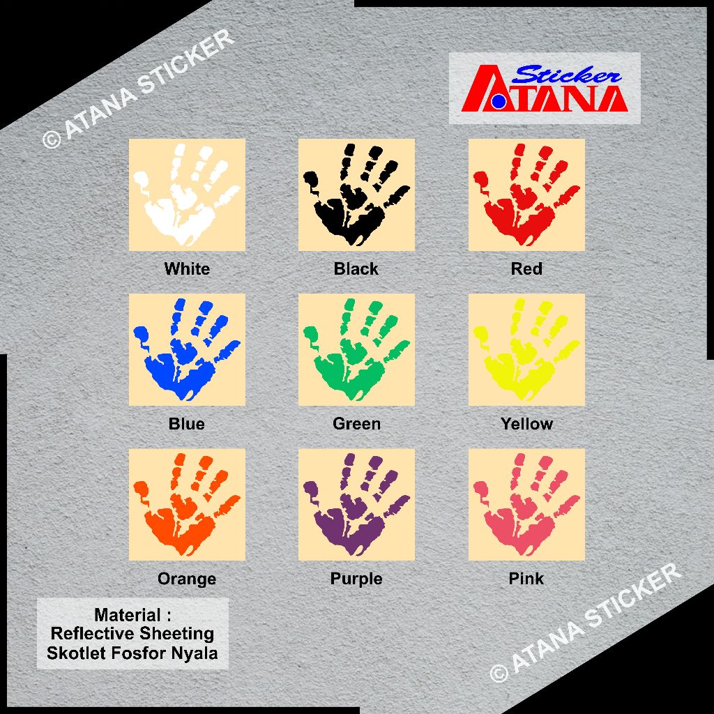 Jual Stiker Cutting Reflektif Jejak Tangan Handprint Mark Telapak Tanda ...