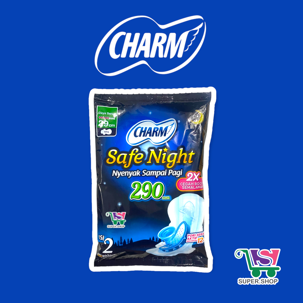Jual Charm Pembalut Wanita Softex Safe Night 29 cm Wing SACHET (isi 2 ...