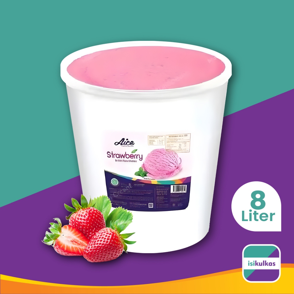 Jual Ice Cream AICE 8 Liter Rasa Strawberry / Es Krim Ember 8 Liter ...