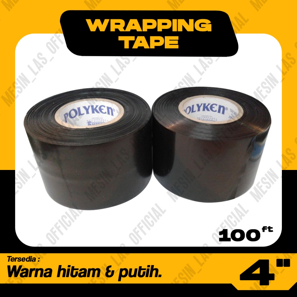 Jual Wrapping Tape Polyken Isolasi Wrapping pipa hitam 4 inch x 100Feet ...