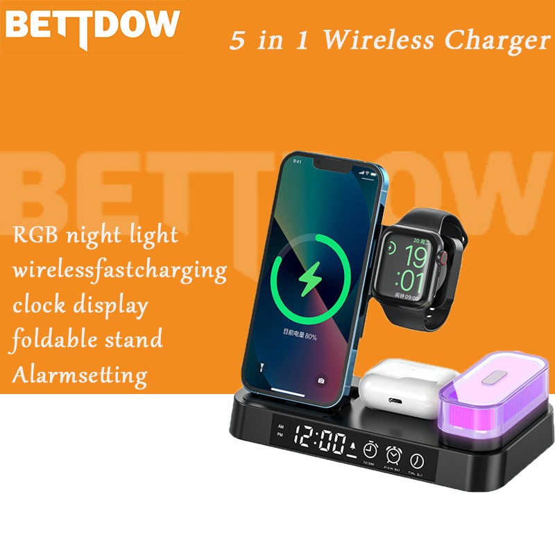 Jual BETTDOW Charger Fast 15W Charging 5 in 1 Fast Charger Wireless ...