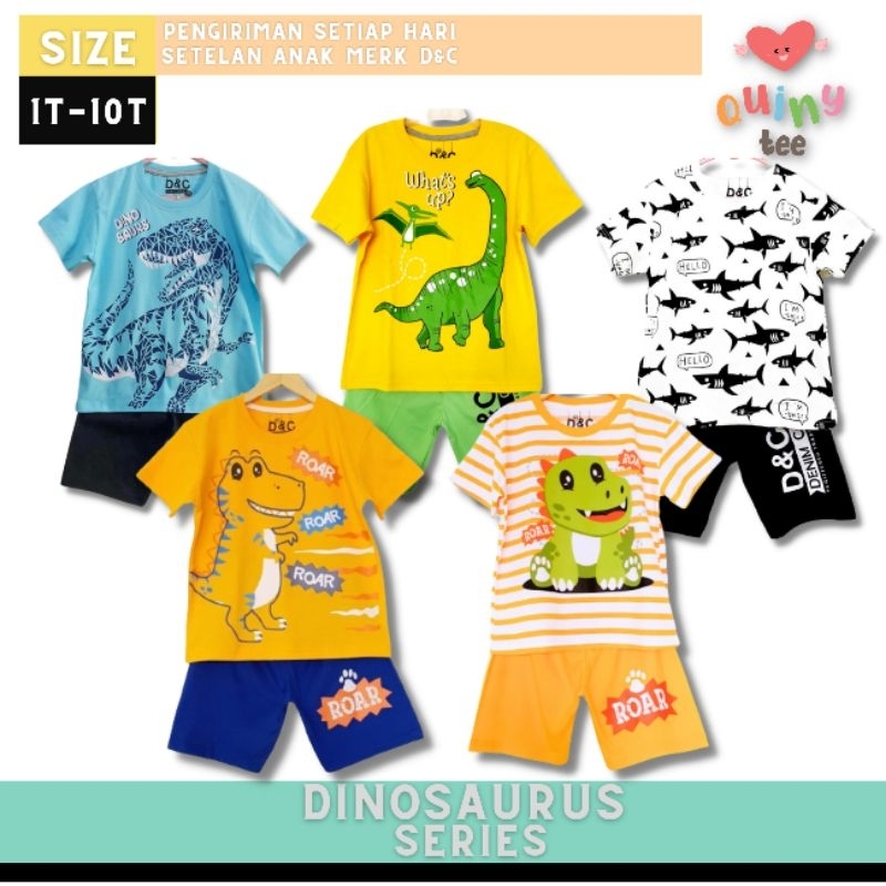 Jual Setelan dinosaurus anak laki laki lengan pendek usia 2 - 10 tahun keren murah fullprint ...