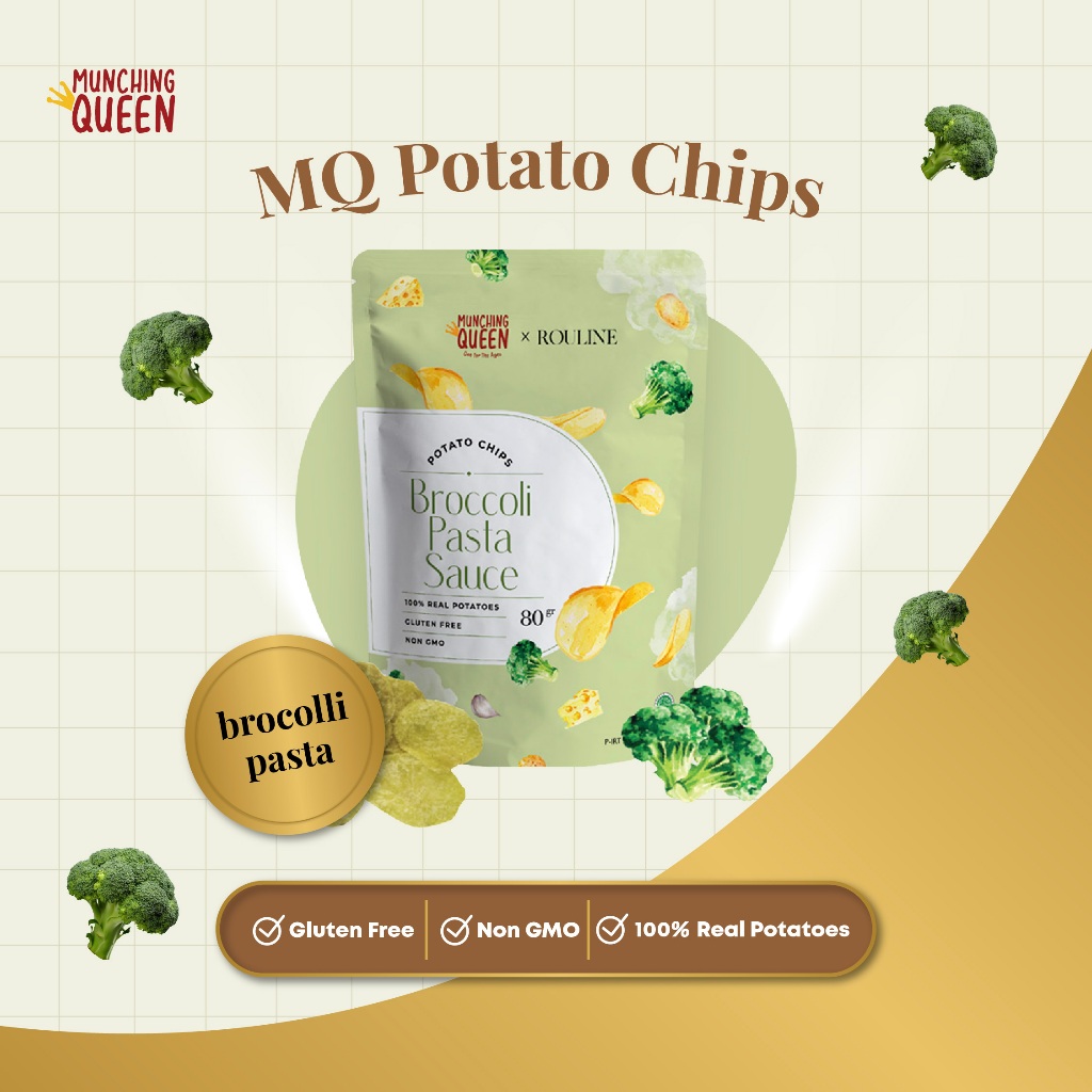 Jual Munching Queen Potato Chips 90gr Brocoli Pasta Sauce | Shopee ...