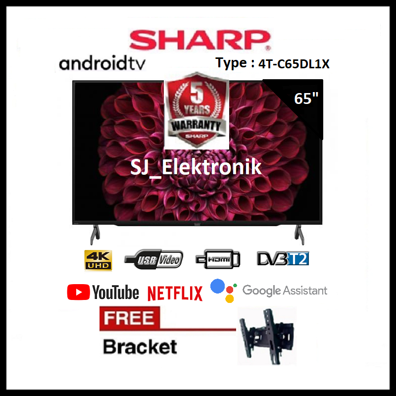 Jual (KHUSUS LUAR KOTA) Braket + LED TV Sharp 65 Inch 4T-C65DL1X - 65DL1X Android UHD 4K 65DL1 ...