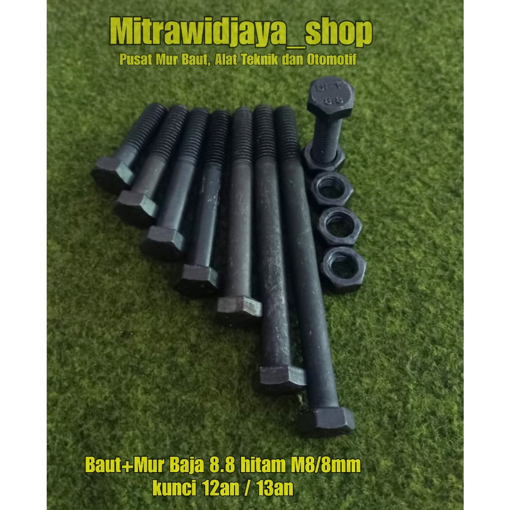 Jual Baut baja kunci 12 13 baut baja 8.8 M8 baut kunci 12an panjang 3cm 4cm 5cm 6cm 7cm 8cm 9cm ...