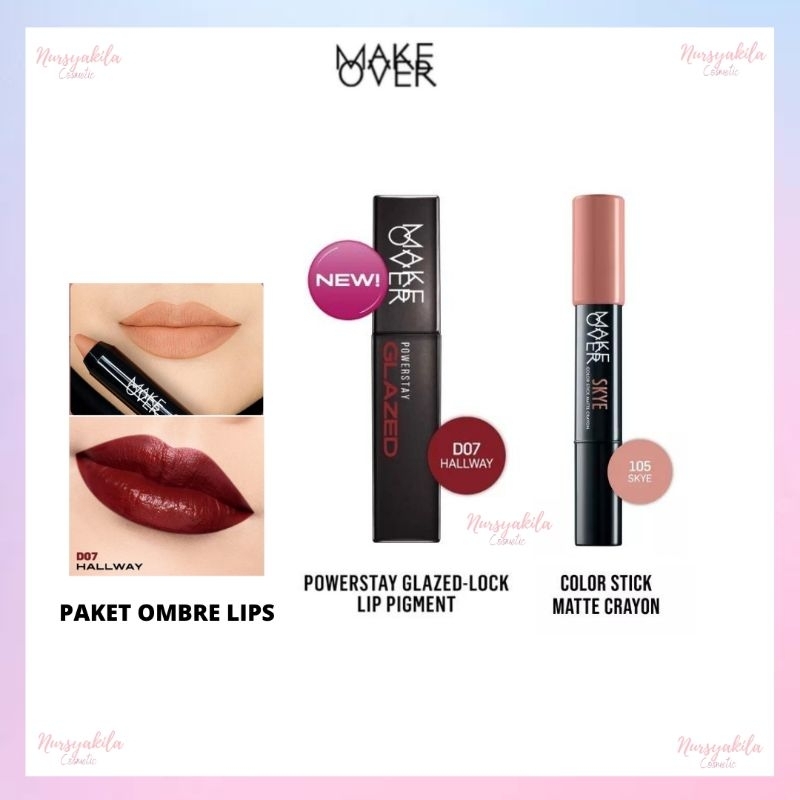 Jual [Paket Ombre Lips] Make Over Powerstay Glazed Lock Lip Pigement D07 + Color Stick Matte ...