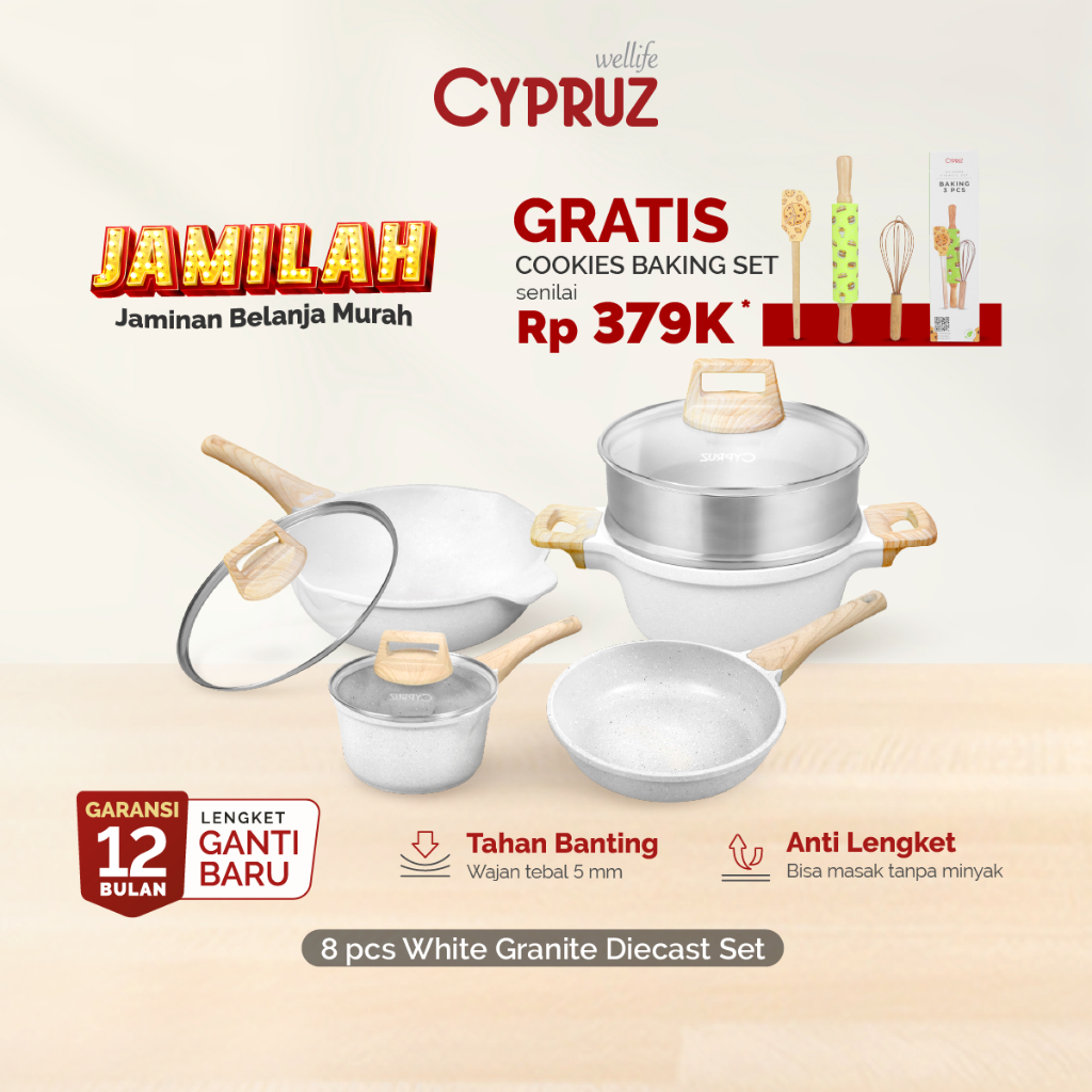 Jual Cypruz Cookware Set Granite Diecast Panci Premium Anti Lengket 8 ...