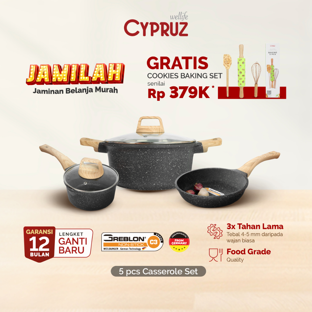Jual Cypruz Cookware Set Granite Diecast Series Panci Set Premium Anti ...