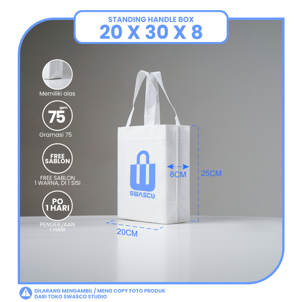 Jual TAS SPUNBOND LIPAT BOX 20X25 (SABLON COSTOM) UNTUK TAS SOUVENIR ...