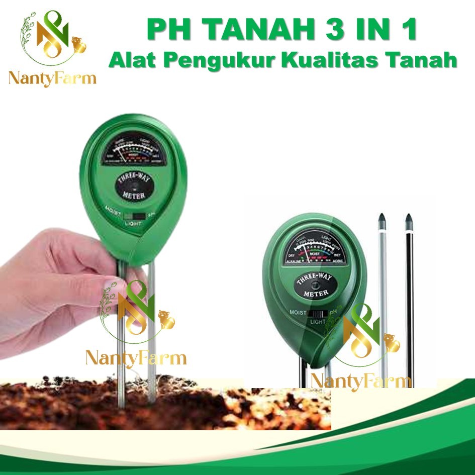 Jual PH Meter Tanah Soil Meter 3 in 1 / Soil Moisture Tester Alat Ukur ...