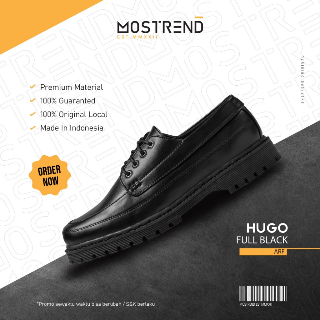Jual Mostrend x ARF Hugo Full Black Sepatu Docmart Pria Hitam Pantofel ...
