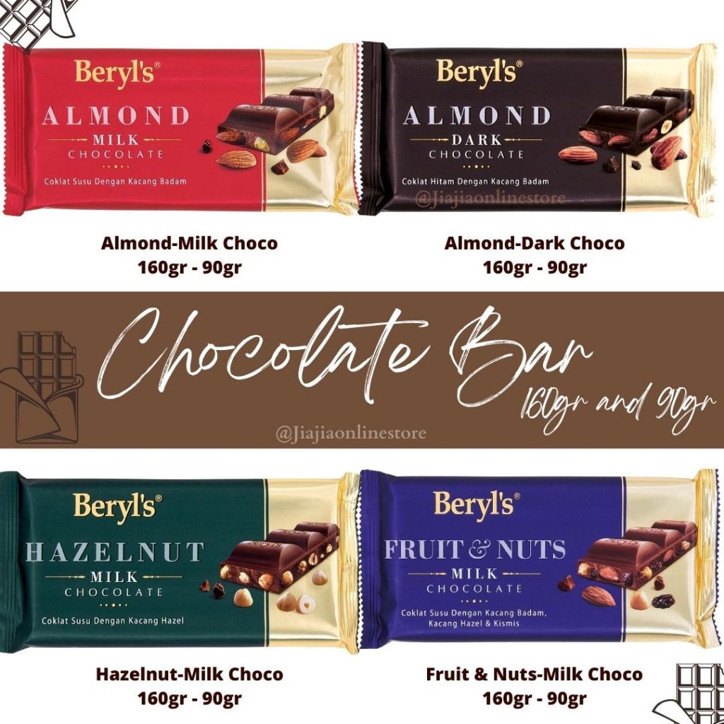 Jual Beryls Chocolate Bar 160gr Cokelat Bar Berlys Beryls Malaysia ...