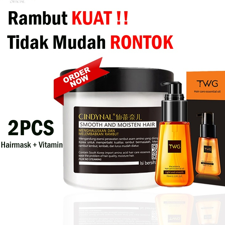 Jual Paket Perawatan Rambut 2pcs- Cindynal Hair Mask Smoothing 500g ...