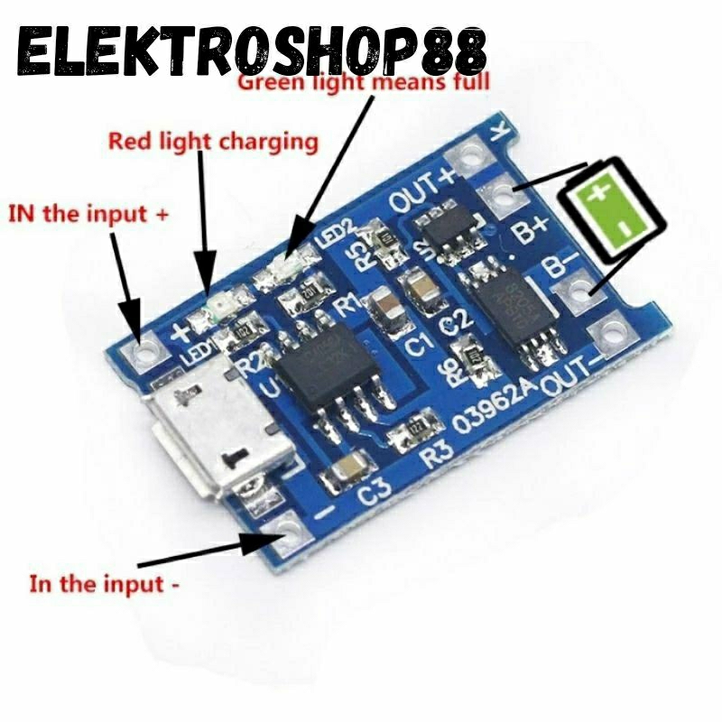 Jual MODUL CHARGER TP4056 | MODUL CHARGER BATERAI 18650 | CHARGER ...
