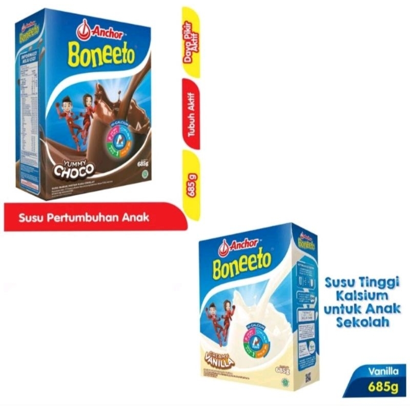 Jual Boneeto susu anak tinggi kalsium vanilla/ coklat 685gr | Shopee ...