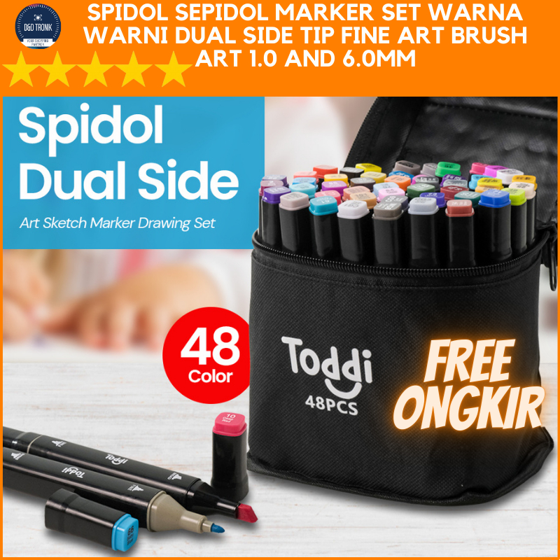 Jual SPIDOL SEPIDOL MARKER SET WARNA WARNI DUAL SIDE TIP FINE ART BRUSH ...