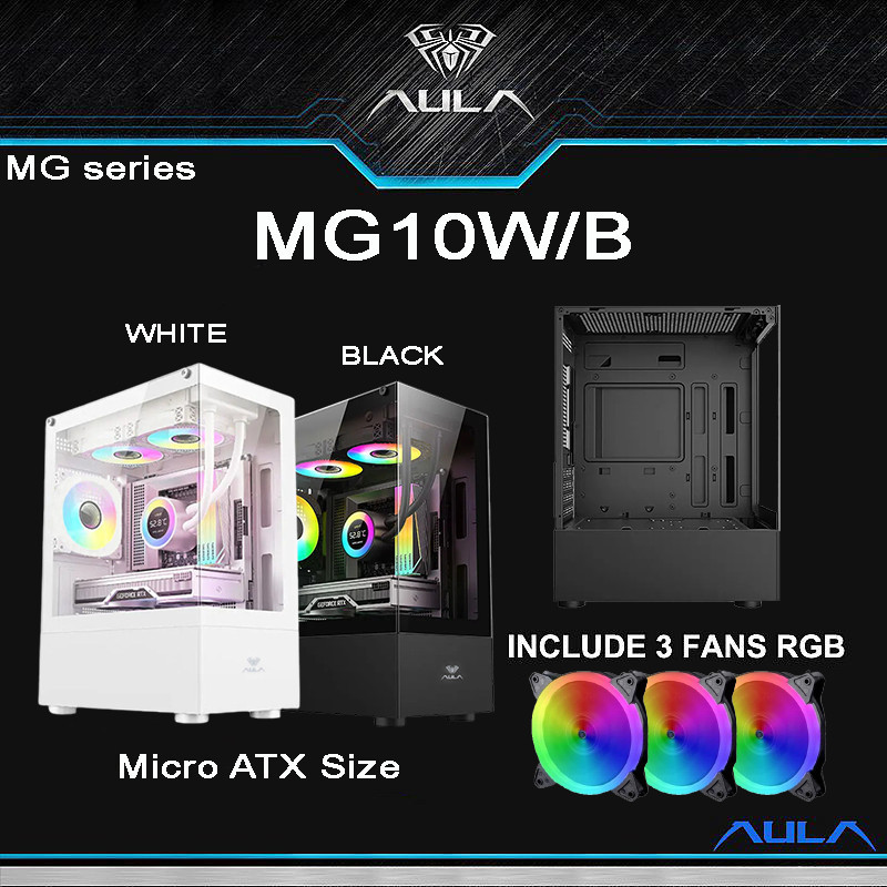 Jual Aula MG10 SPIDER Casing PC Gaming MATX free 3Fan RGB | Shopee ...