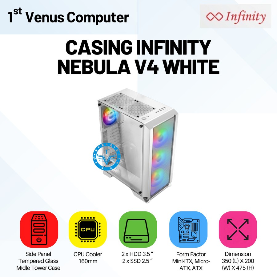 Jual Casing PC Infinity Nebula V4 White / Black / CASE07-INF / CASE08 ...