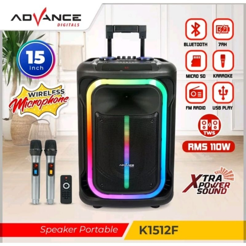 Jual Speaker Portable Meeting Bluetooth Advance K-1512F 15 Inch Free 2 Mic Wireless| Garansi ...