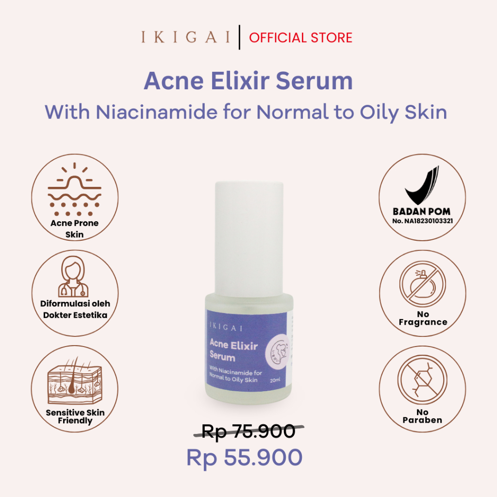 Jual [NEW] Ikigai Acne Elixir Serum khusus wajah berjerawat meradang ...
