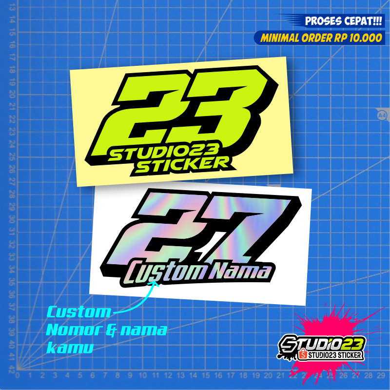 Jual Stiker Custom Nama & Nomor Start Racing Cutting Hologram (Bebas ...