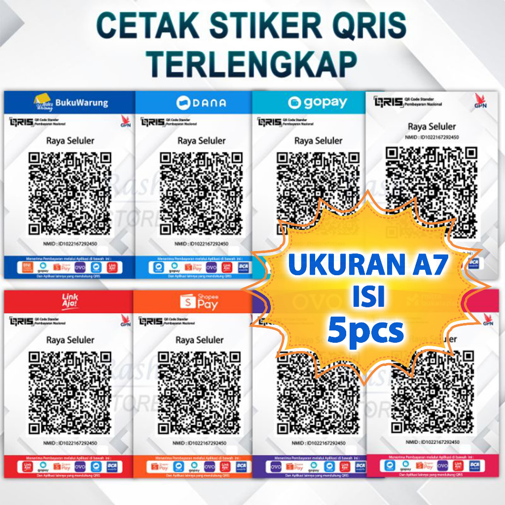 Jual CETAK STIKER QRIS UKURAN A7 ISI 5PCS | Shopee Indonesia
