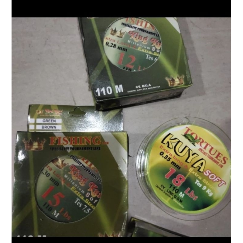 Jual senar pancing king kura 110 meter dus hijau anti keriting | Shopee ...