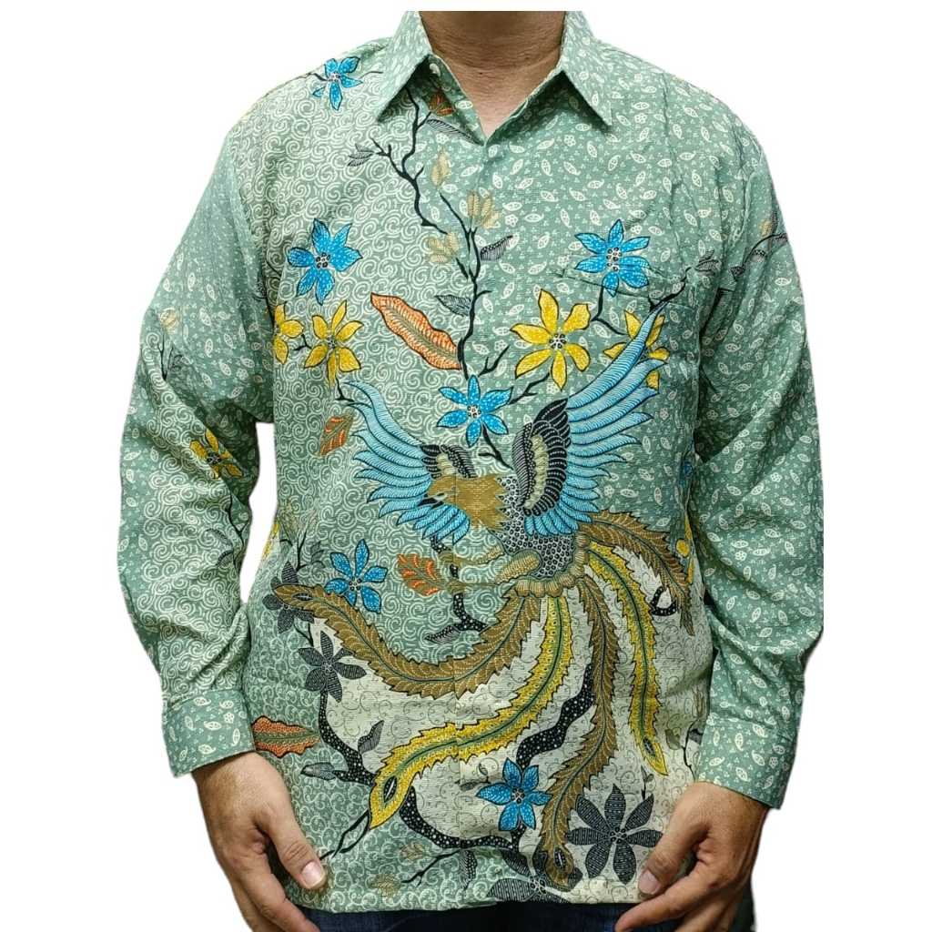 Jual Pantja Batik Kemeja Pria Motif Burung #8293 Bahan Kain Serat Dobby ...