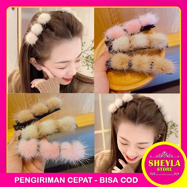 Jual Jepit Rambut Bulu Wanita Dewasa Remaja Anak Fashion Korea ...
