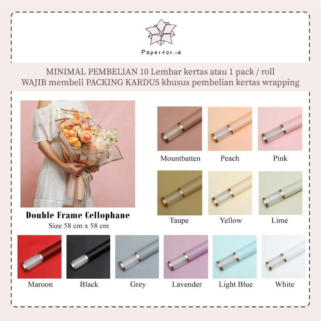 Jual Kertas Buket Bunga Cellophane DOUBLE FRAME | ECER 5PC / GROSIR ...