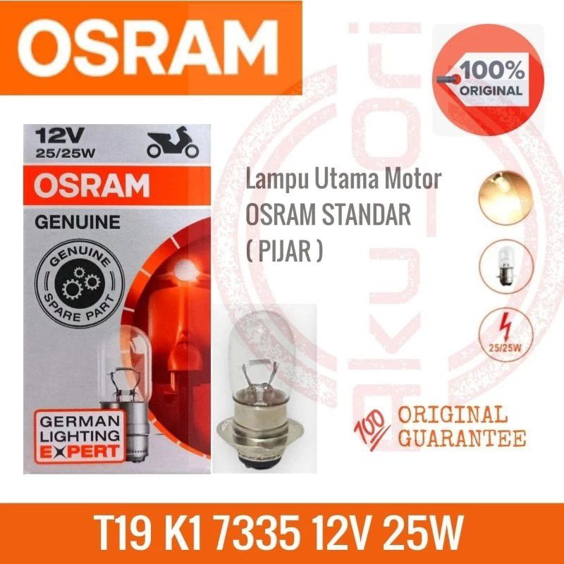 Jual BOHLAM DEPAN K1 OSRAM (7335) lampu bohlam depan motor 12v 25w t19 m5 k1 bebek matic bukan ...