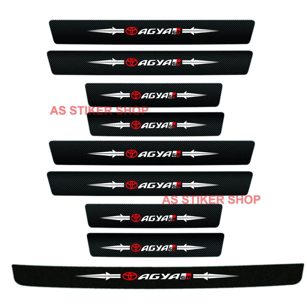 Jual 9 Pcs Stiker Pelindung Pintu Mobil Agya gr Karbon 3D Door Sill ...