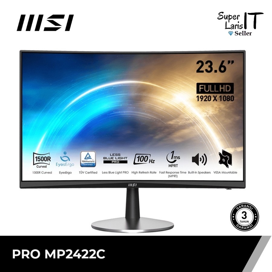 Jual MSI PRO MP242C Monitor Gaming Curved 24"/23.6" FHD VA 75Hz with ...