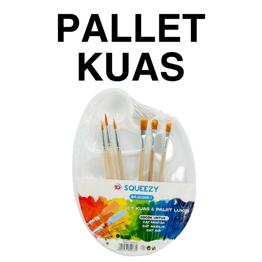 Jual ( PAKET ) PALET LUKIS DAN 6 KUAS Nylon Lukis Gambar Cat Air ...