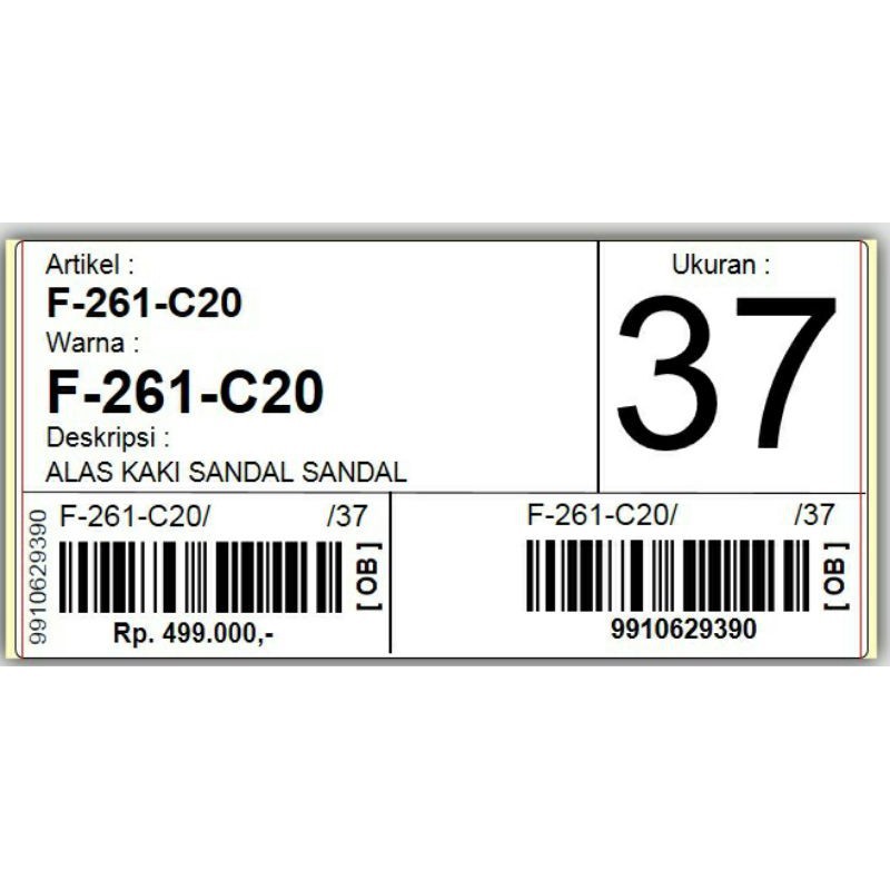 Jual Cetak Label Barcode Ukuran 10 x 5 - Label Sepatu - Label Sandal ...
