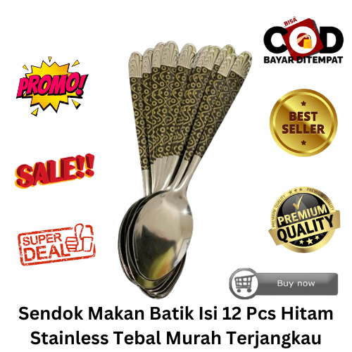 Jual [BISA COD] PROMO Sendok Makan Batik Isi 12 Pcs Warna Hitam ...